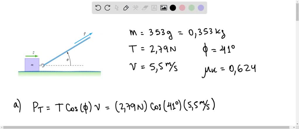 SOLVED: block of mass m = 353 g is dragged with string across rough horizontal table. The string ...