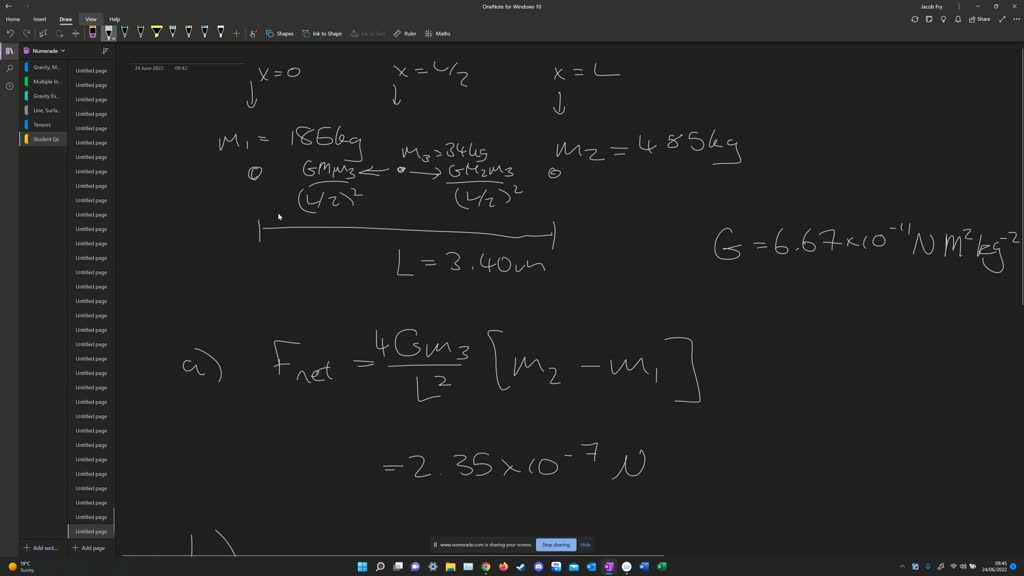 A 185-kg object and a 485-kg object are separated by 3.40 m. (a) Find ...