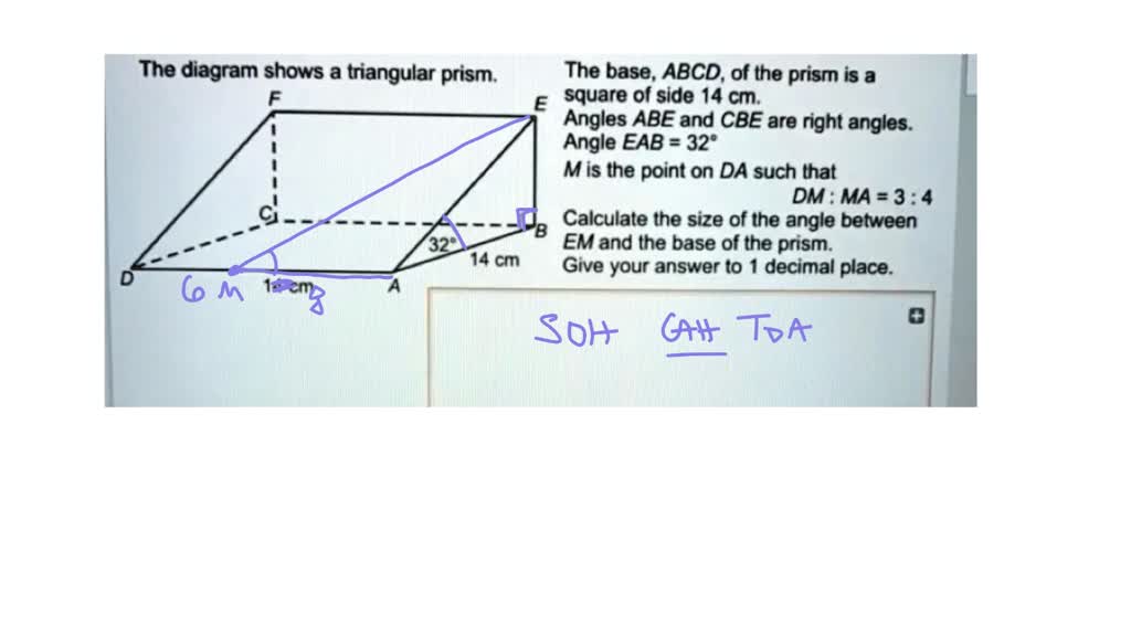 The Diagram Shows A Triangular Prism The Base Abcd Of The Prism Is A