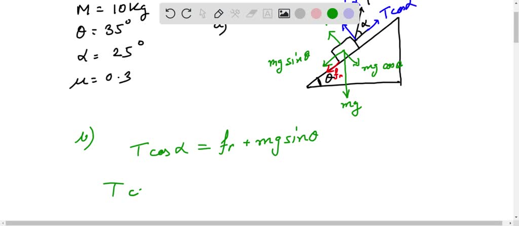 SOLVED: A box of mass M=10 Kg rests on a 35^∘ inclined plane with the ...
