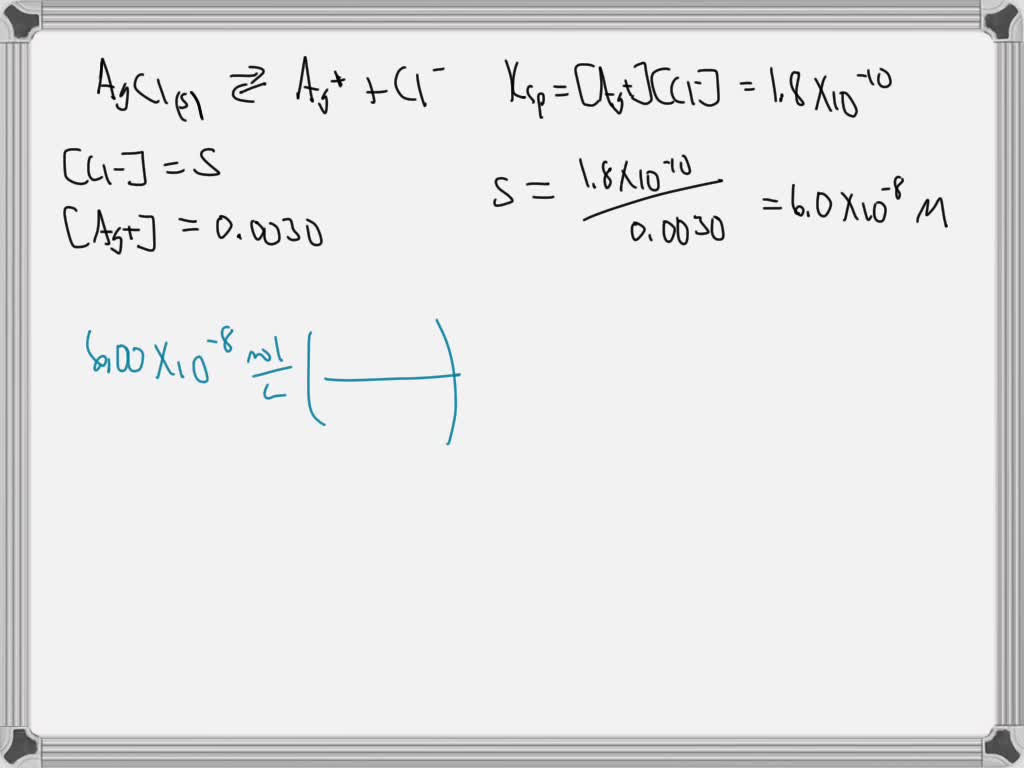 SOLVED: Calculate the solubility at 25°C of AgCl in pure water and in a 0.0020M AgNO3 solution ...