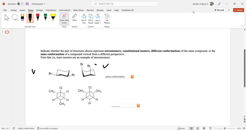 SOLVED: Indicate whether the pair of structures shown represent stereoisomers, constitutional ...