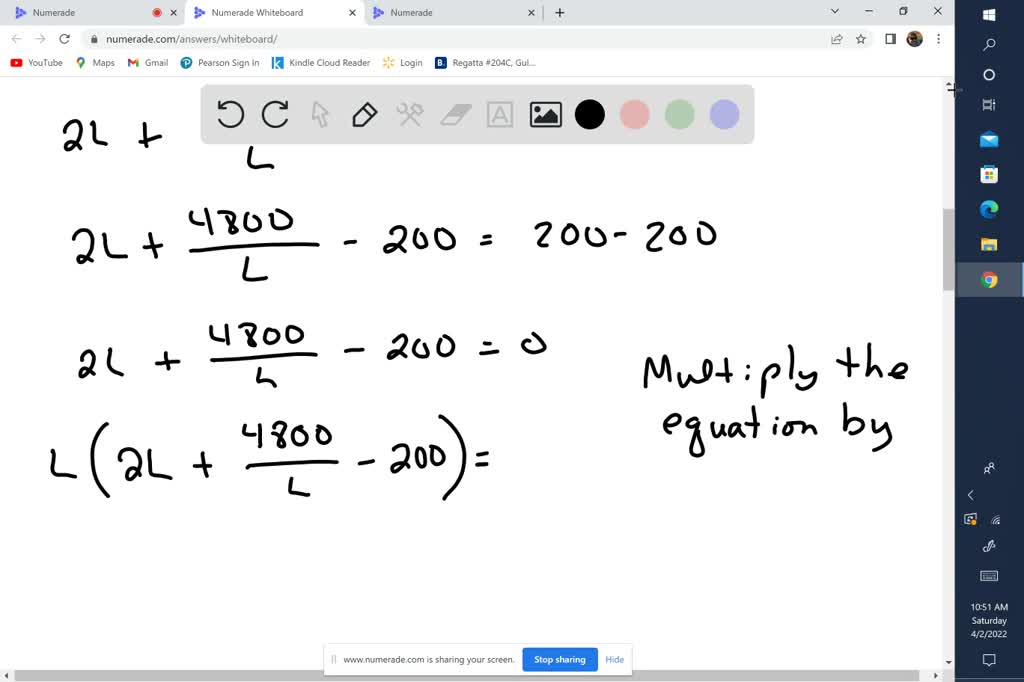 SOLVED: A farmer has a rectangular garden plot surrounded by 200 ft of fence. Find the length ...