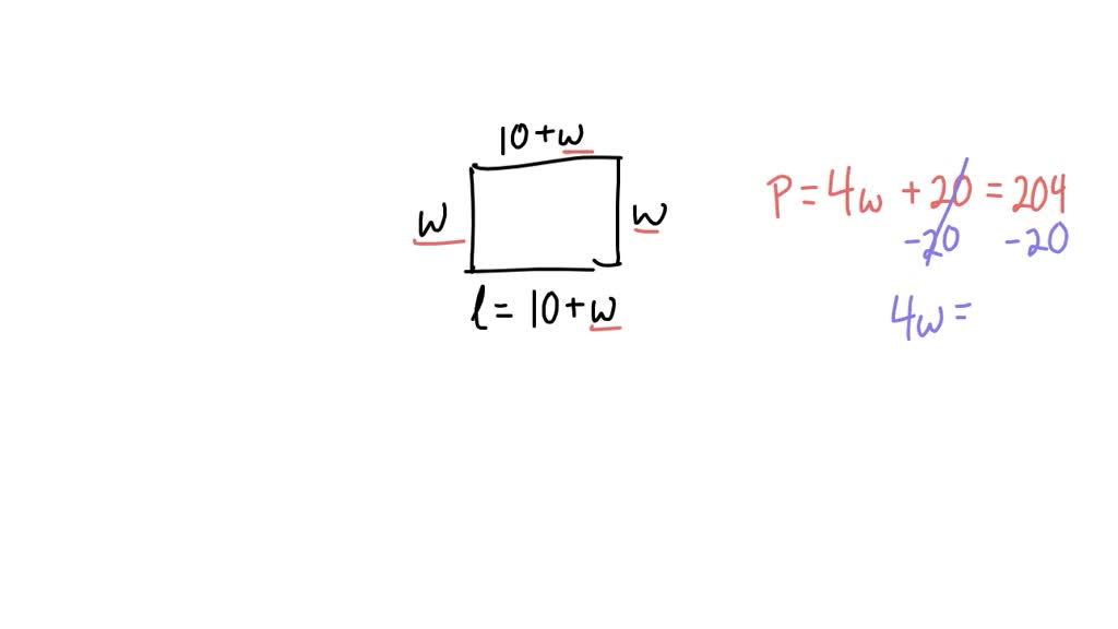 The length of a rectangular corral is 10 feet less than the width. If ...