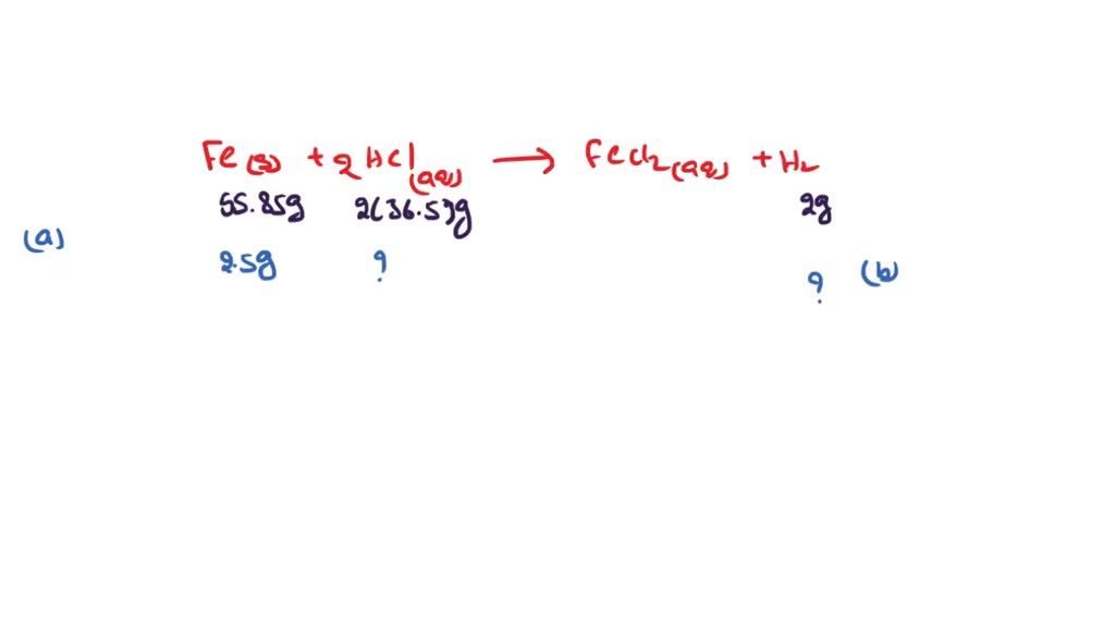 SOLVED: Hydrochloric acid can dissolve solid iron according to the ...