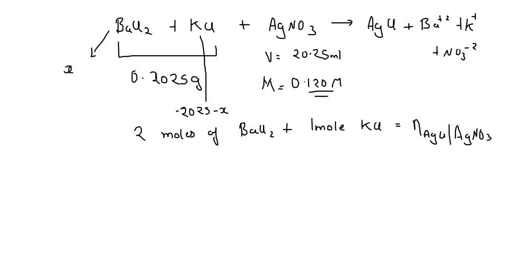 SOLVED: A 0.2025 g sample consisting of only BaCl2 and KCl required 20. ...