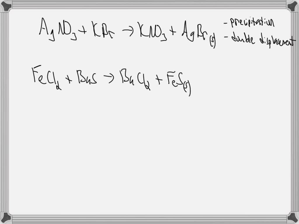 Classify each chemical reaction: Reaction Type AgNO3(a q)+KBr(a q) → ...