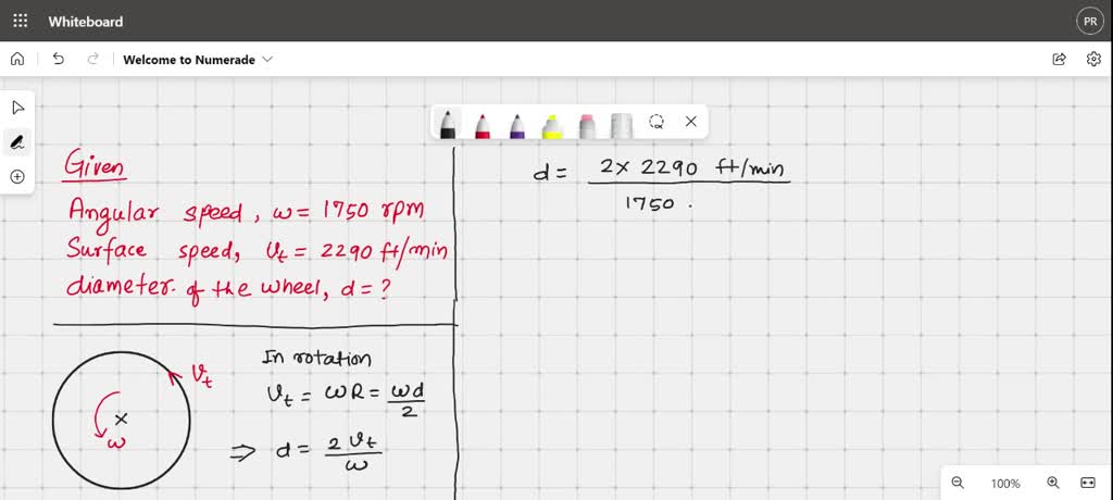 SOLVED: A grinding wheel rotates 1,750 rpm and has a surface speed of ...