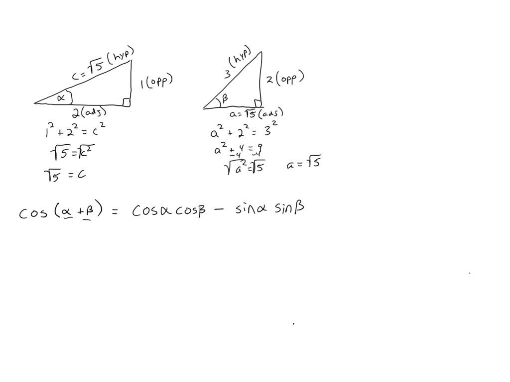 SOLVED: For the angles α and β in the figures, find cos (α+β).