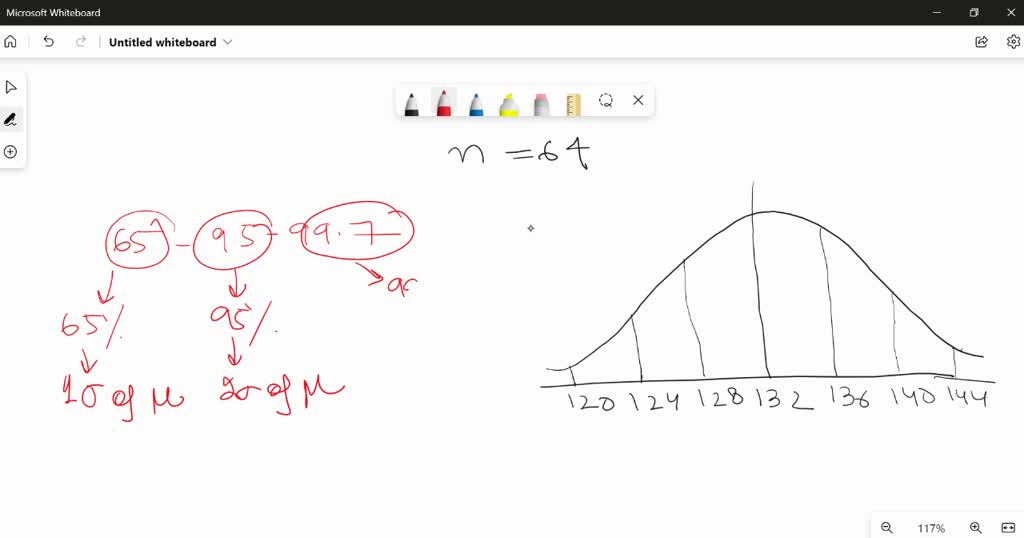 SOLVED: Given the following sampling distribution of one mean with sample size 64, from normally ...