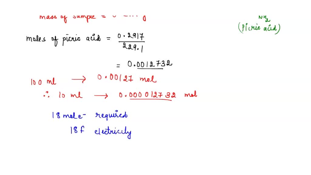 SOLVED: Q3: The purity of a sample of picric acid, C6H3N307( MM 229.1 g ...