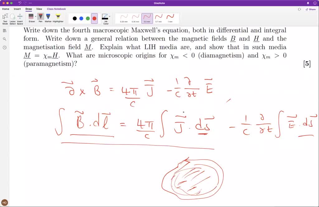 SOLVED: Write down the fourth macroscopic Maxwell's equation, both in differential and integral ...