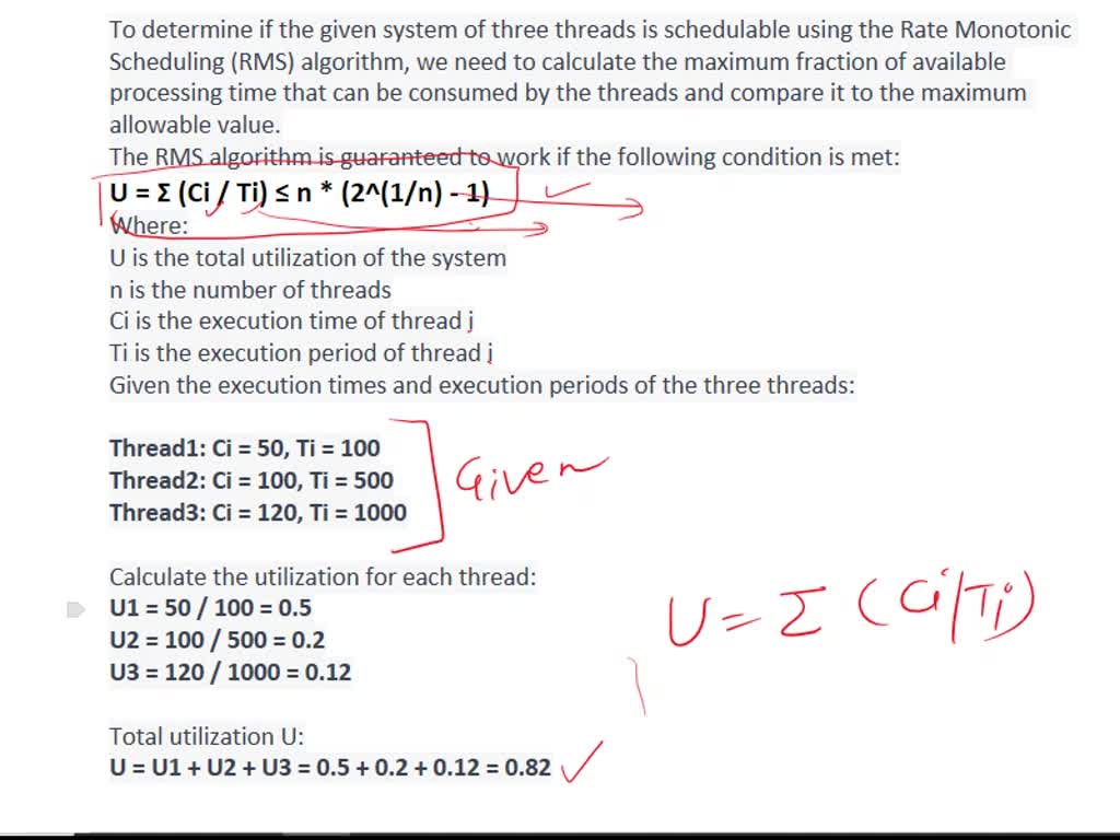 Solved Rate Monotonic Scheduling Rms Is An Algorithm For Assigning Thread Priorities In