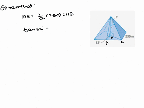 A pyramid with a square base has a height of 3m distance...