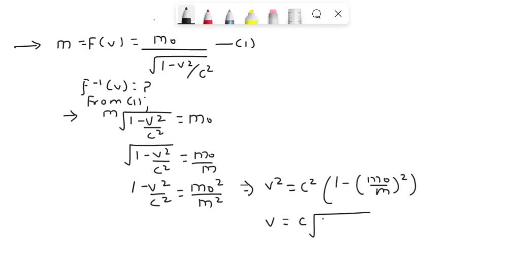 SOLVED: In the theory of relativity, the mass of a particle with speed ...