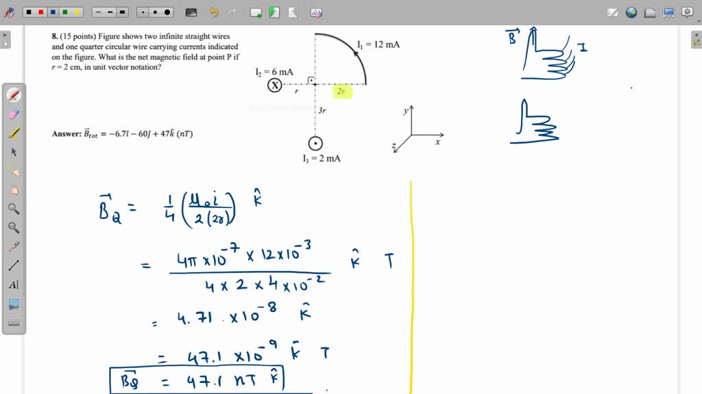 SOLVED: Figure 8 shows two infinite straight wires and one quarter ...