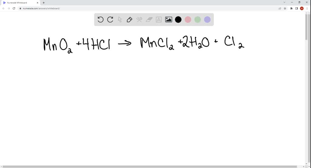 SOLVED: Chlorine gas can be made from the reaction of manganese dioxide ...