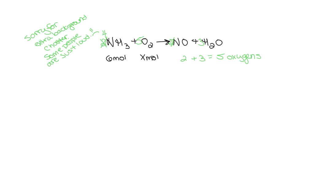 SOLVED: Consider the reaction represented by the (unbalanced) equation: NH3 + O2 â†’ NO + H2O ...
