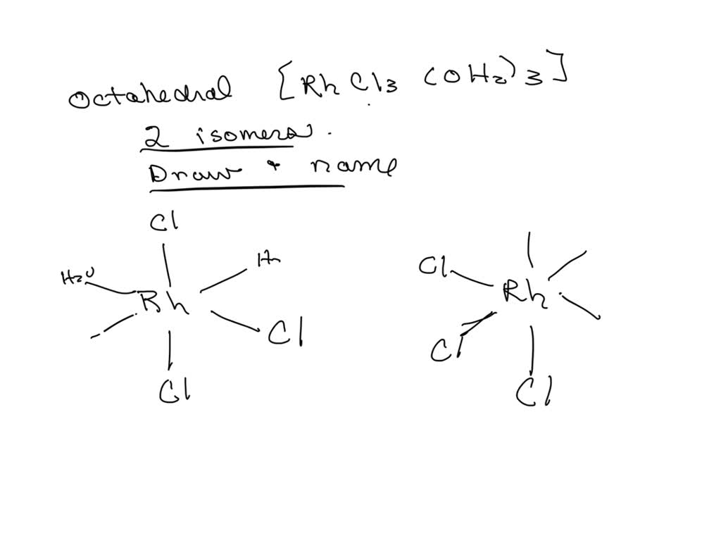 Octahedral [RhCl3(OH2)3] has two isomers. Draw their structures and ...