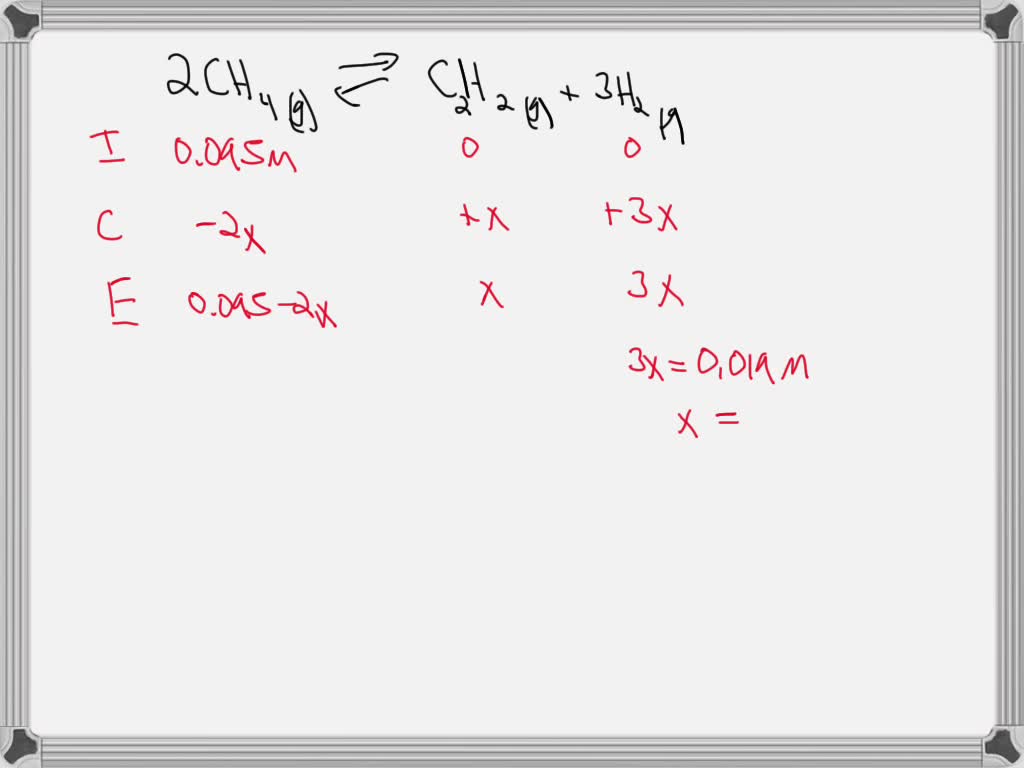 SOLVED: Consider the following reaction: 2CH4(g) â‡Œ C2H2(g) + 3H2(g ...
