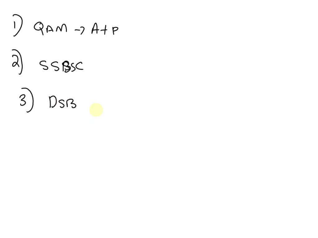 Solved Which Of The Following Amplitude Modulation Schemes Qam Ssb Sc Dsb Lc Dsb Sc Is The