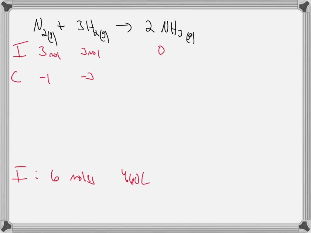 SOLVED: At a fixed temperature, equal moles of N2 (g) and H2 (g) are mixed in a constant ...