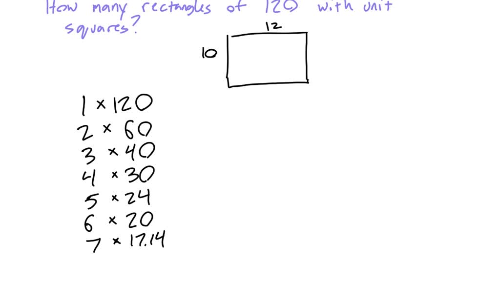 SOLVED: How many different rectangles with an area of 120 square units ...