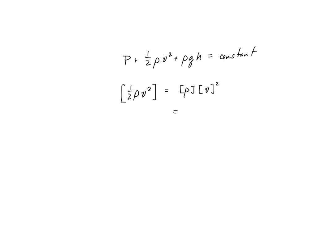 The Bernoulli's equation is given by: P + 1/2Ï V^2 + Ï gh = constant ...