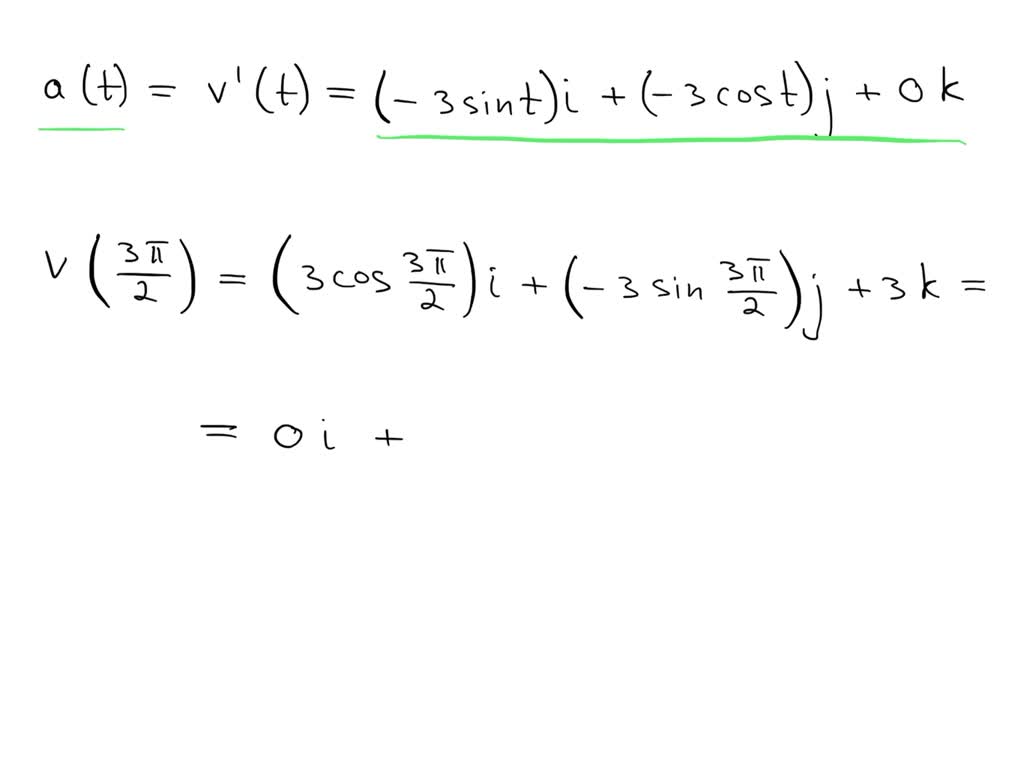 SOLVED: The equation r(t) = (3 sin t) i + (3 cos t) j + (3t) k is the position of particle in ...