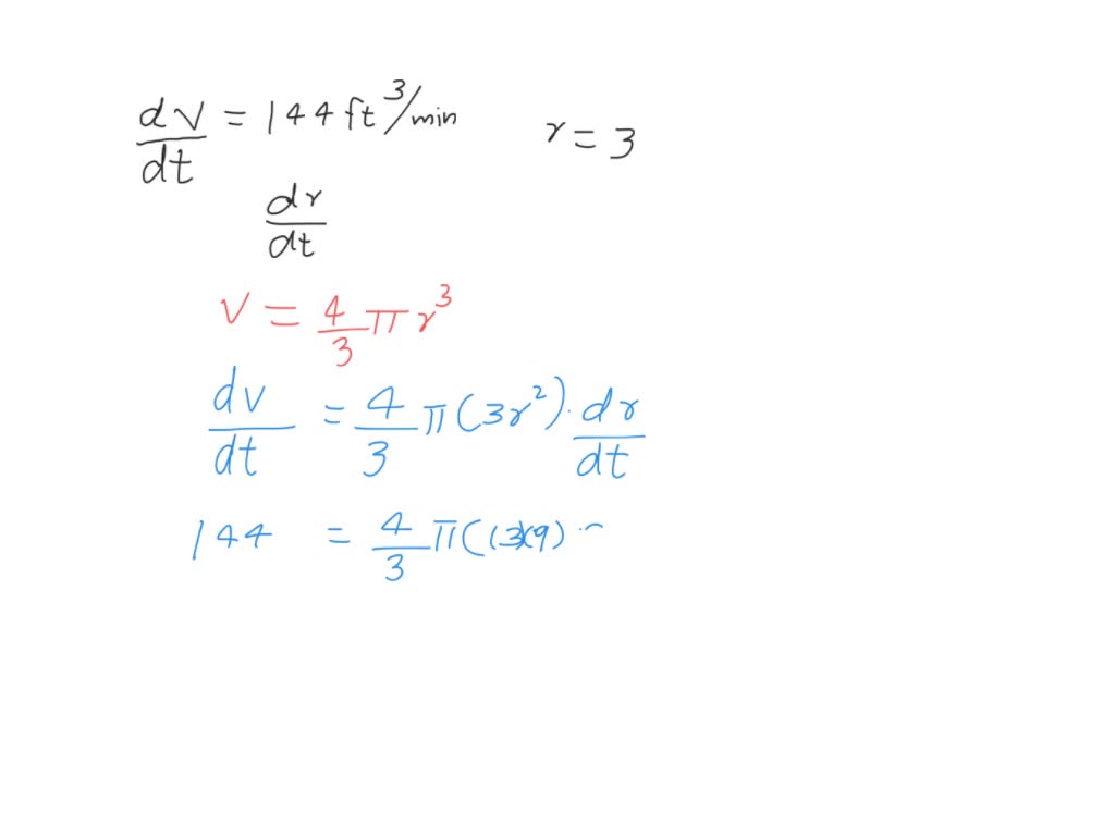 SOLVED: A spherical balloon is inflating with helium at a rate of 144 ...