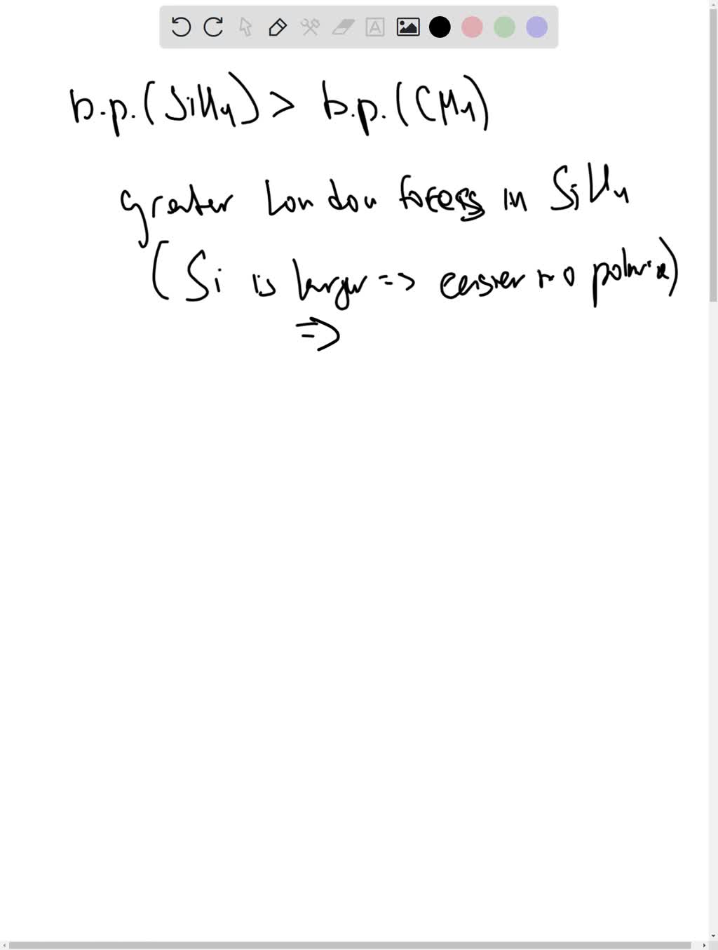 SOLVED: Silane gas, SiHa, has a higher boiling point than methane; CH4 ...