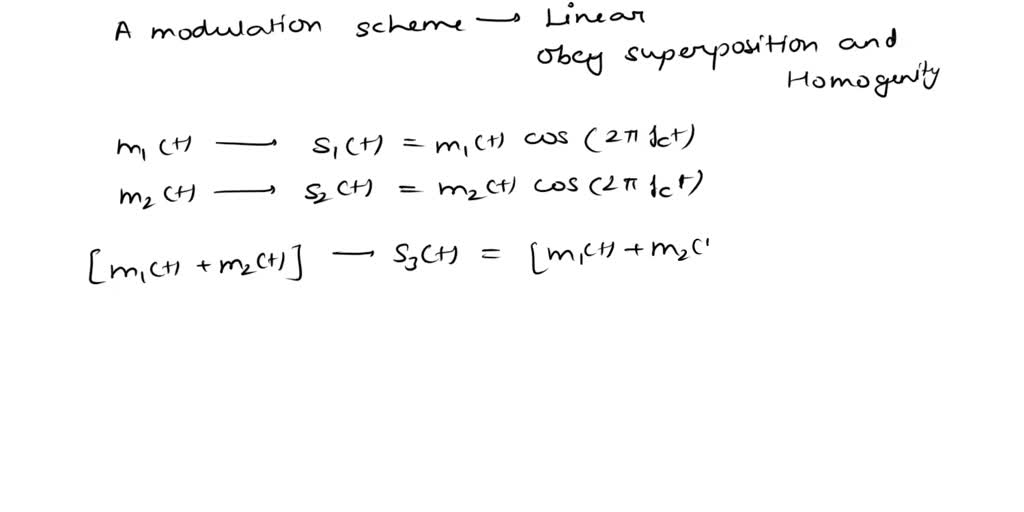 SOLVED: Show that Amplitude modulation is a linear process, but angle ...