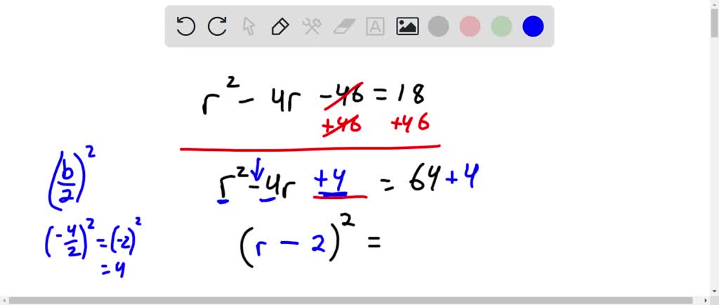 SOLVED: Solve the quadratic equation by completing the square: r^2 - 4r ...