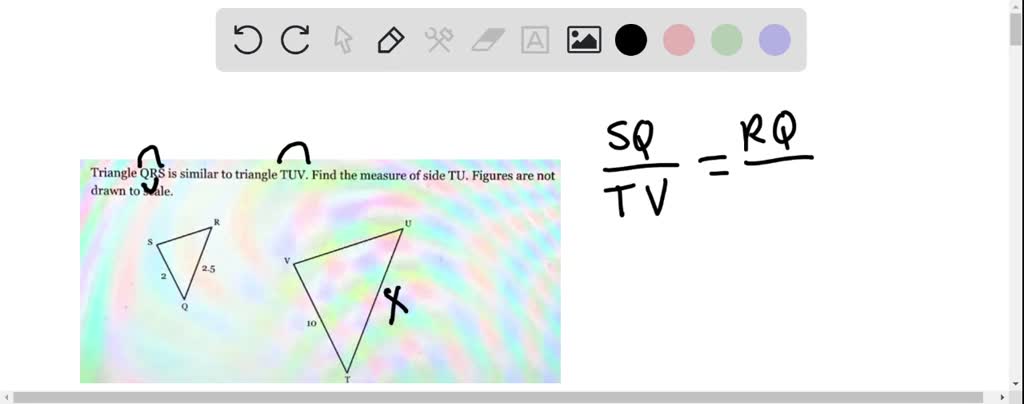 SOLVED: Triangle QRS is similar to triangle TUV. Find the measure of side TU. Figures are not ...