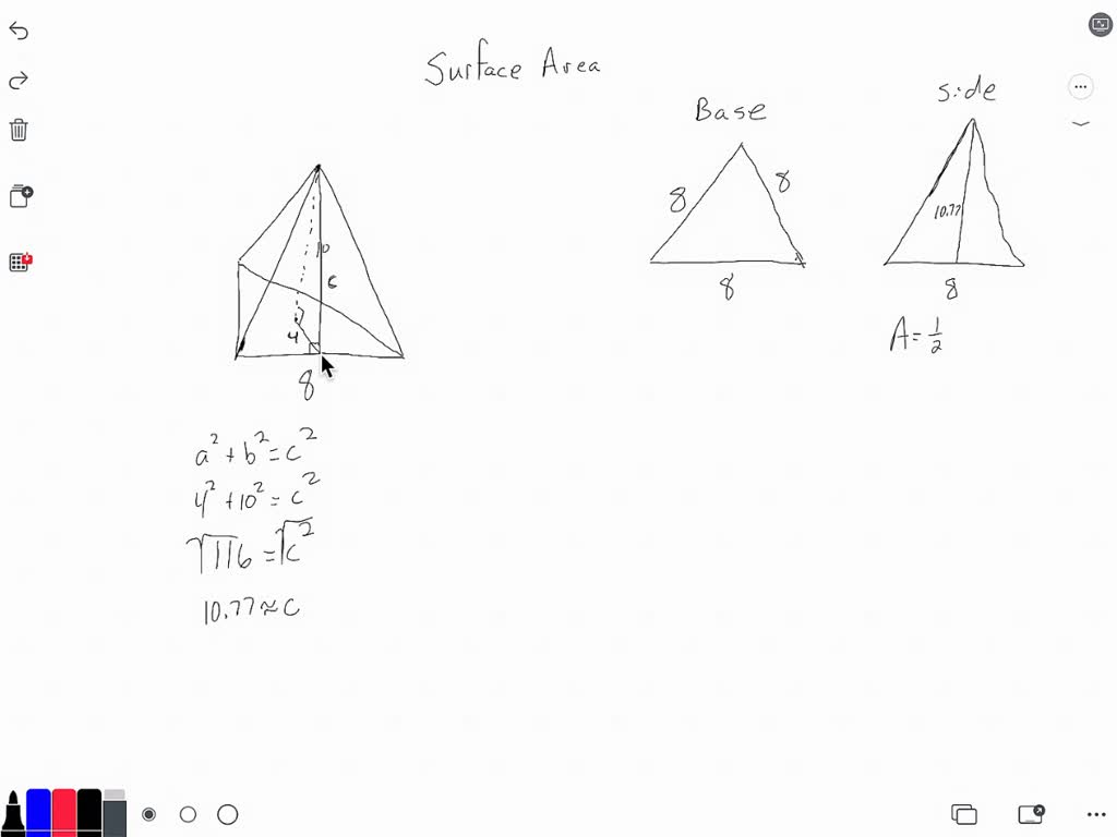 SOLVED: Question base with length 8. What is the surface area of the ...
