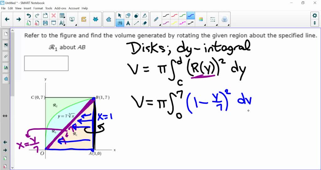 SOLVED: Refer to the figure and find the volume generated by rotating ...