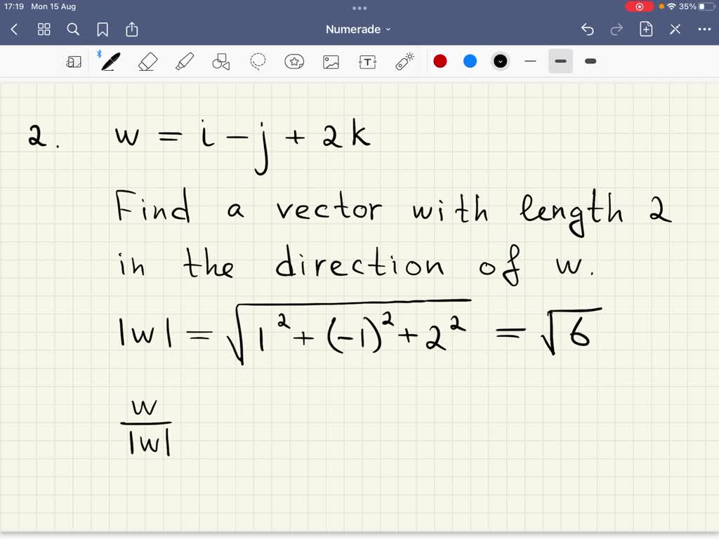 SOLVED: 1. vector u = (3i -4j+2k) and vector v = (6i-8j-k) Find vector ...