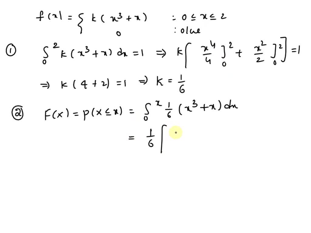 SOLVED: 'Suppose that X is a random variable with probability density function given by: k(? + 2 ...