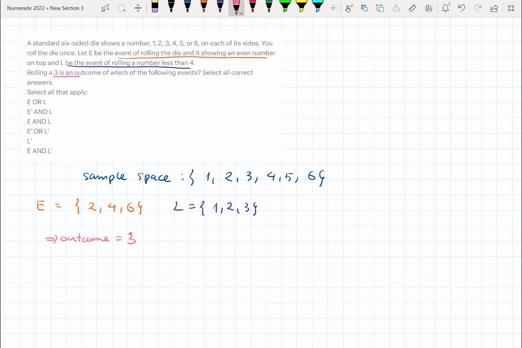 SOLVED: A standard six-sided die shows a number, 1, 2, 3, 4, 5, or 6 ...
