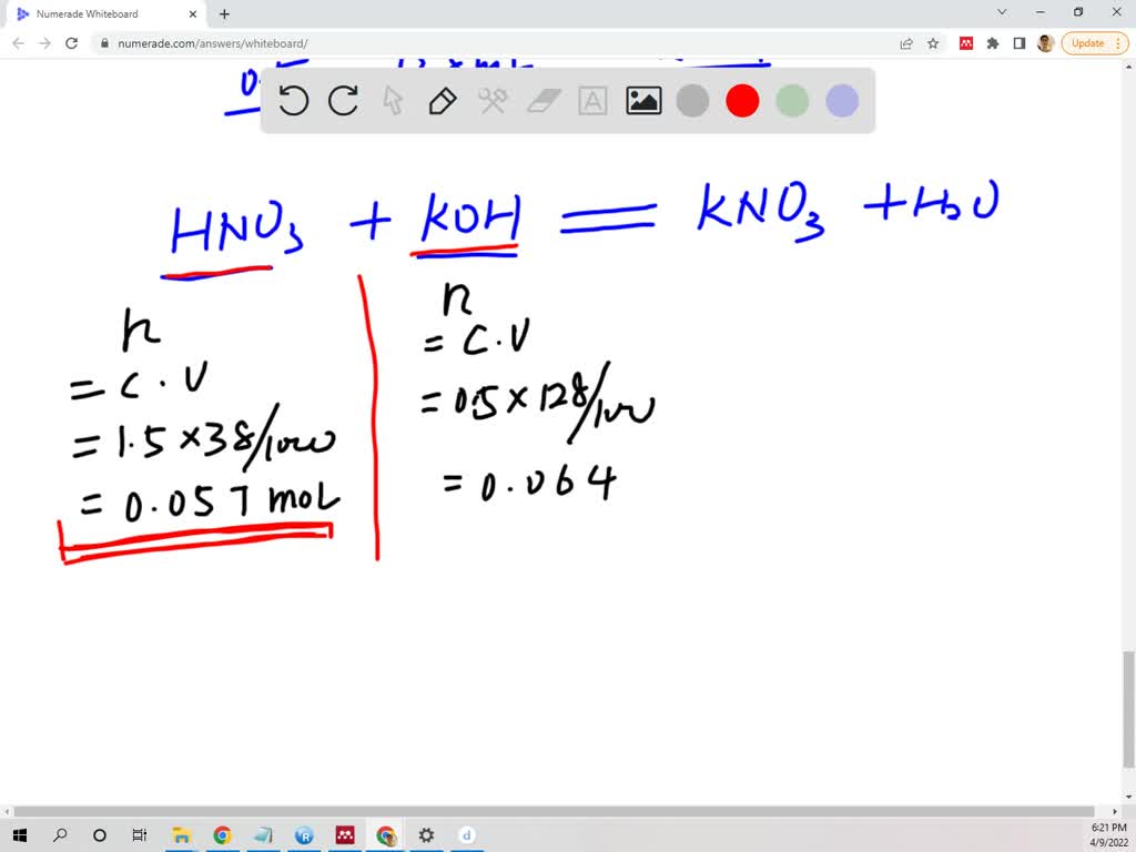 SOLVED: You mix 38 mL of 1.5 M nitric acid with 128 mL of 0.5 M ...
