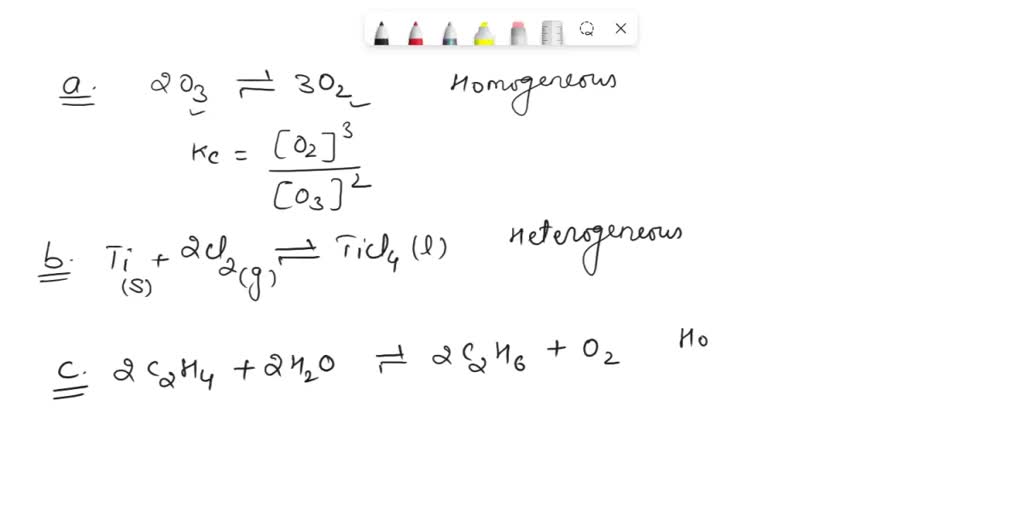 SOLVED: Write the expressions for Kc for the following reactions. In ...