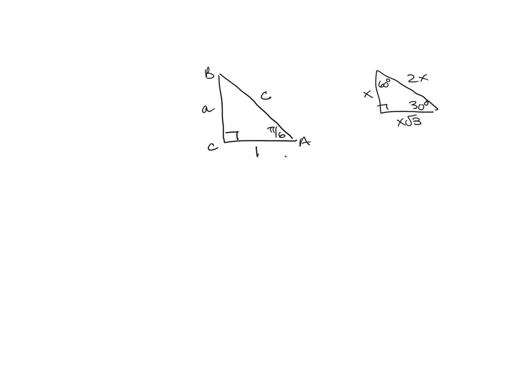 SOLVED: Right Triangle In triangle ABC, angle A is 60Â° and C is a right angle. The length of ...