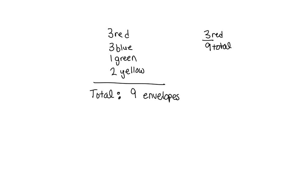 SOLVED: Consider a collection of envelopes consisting of 3 red, 3 blue ...