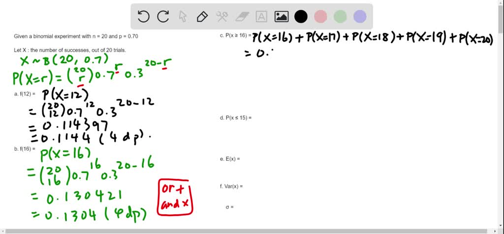 SOLVED: Consider a binomial experiment with n =25 and p = .70. 1 ... SOLVED: Consider a binomial experiment with n =25 and p = .70. 1 ...