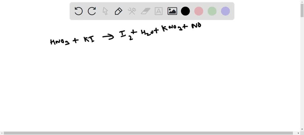 SOLVED: 1. Nitric acid reacted with potassium iodide to form nitrogen ...