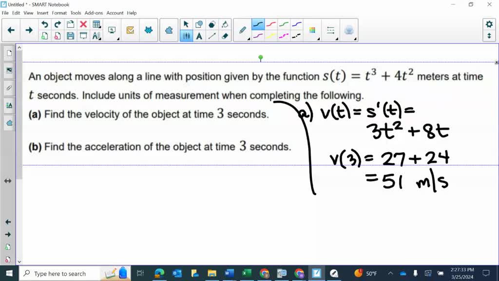 Solved An Object Moves Along A Line With Position Given By The