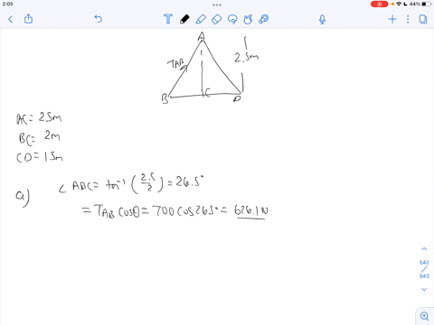 The cable stays A B and A D help support pole A C. Knowing that the ...
