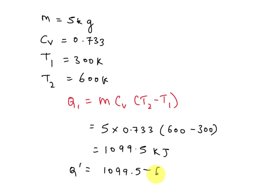 SOLVED: A closed,rigid tank contains 5 kg of air initially at 300 K,1 bar.As illustrated in ...