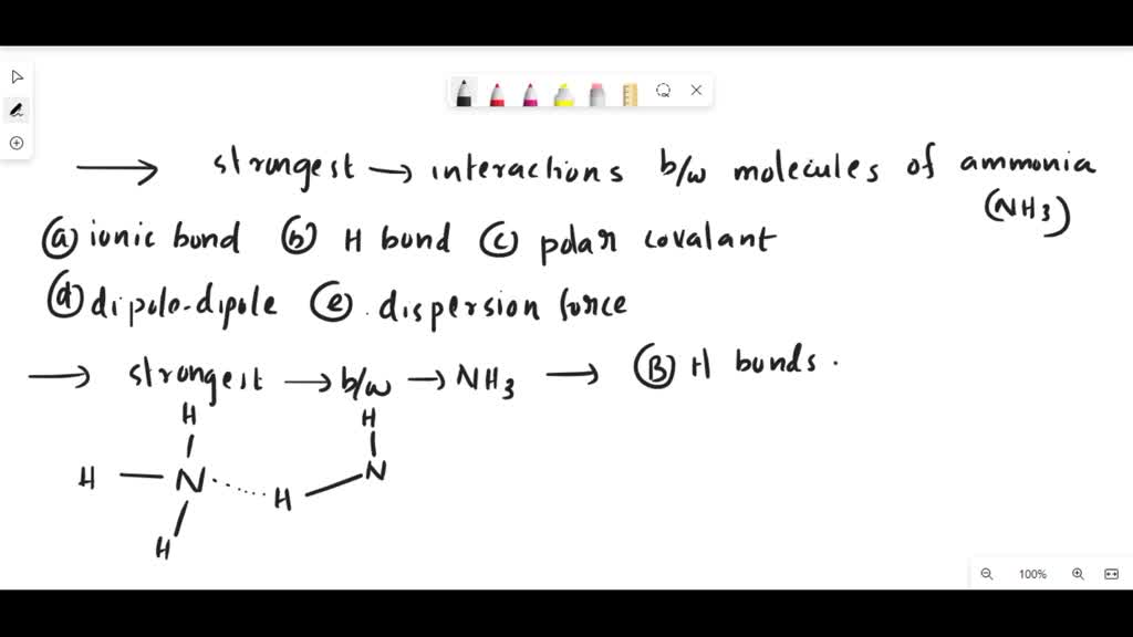 SOLVED: The strongest interactions between molecules of ammonia ( NH3 ...