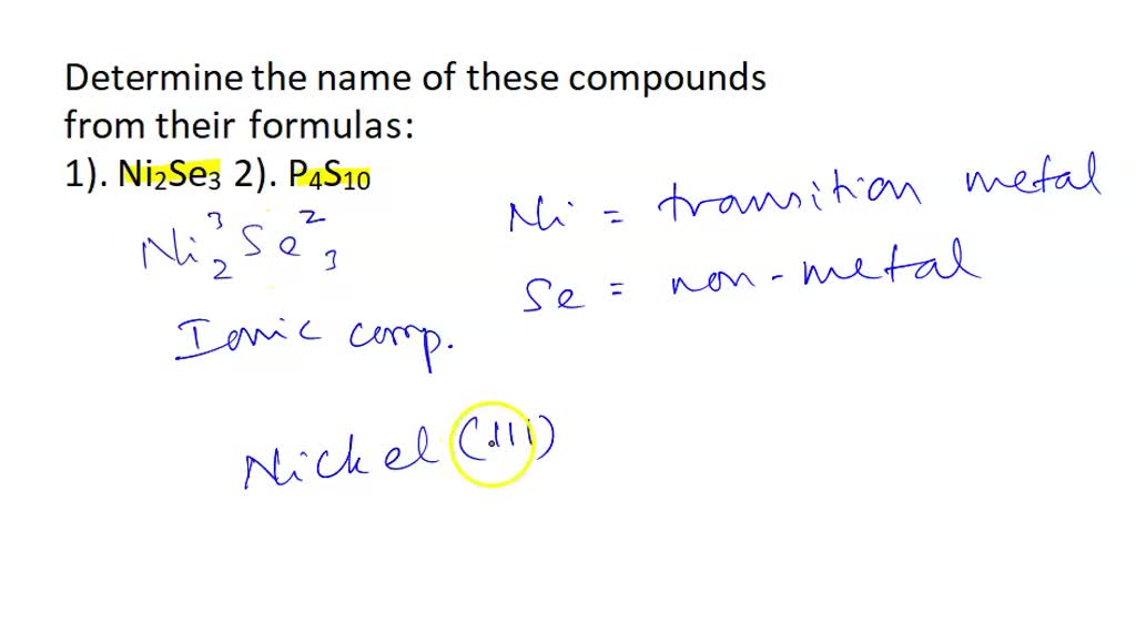 SOLVED: Determine the name of these compounds from their formulas: 1 ...
